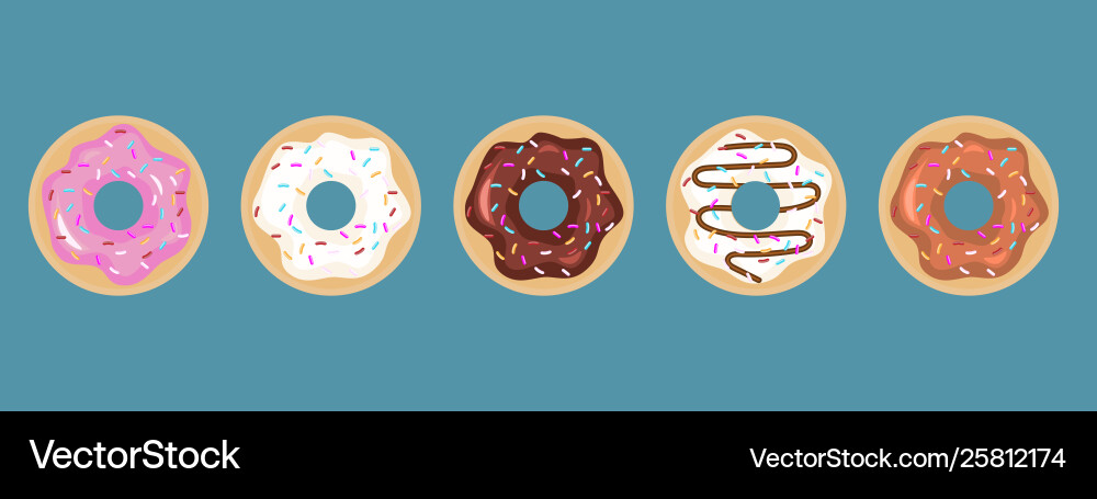 Colorful set donut sweet sugar donuts Royalty Free Vector