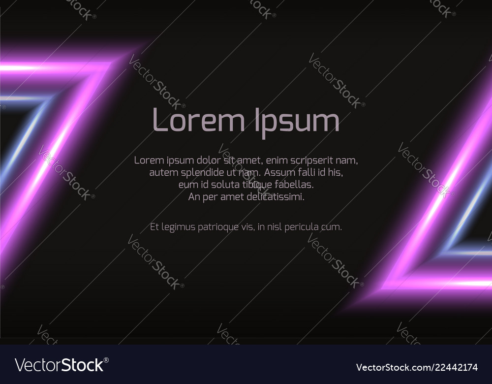 Horizontal dark template with neon frames Vector Image