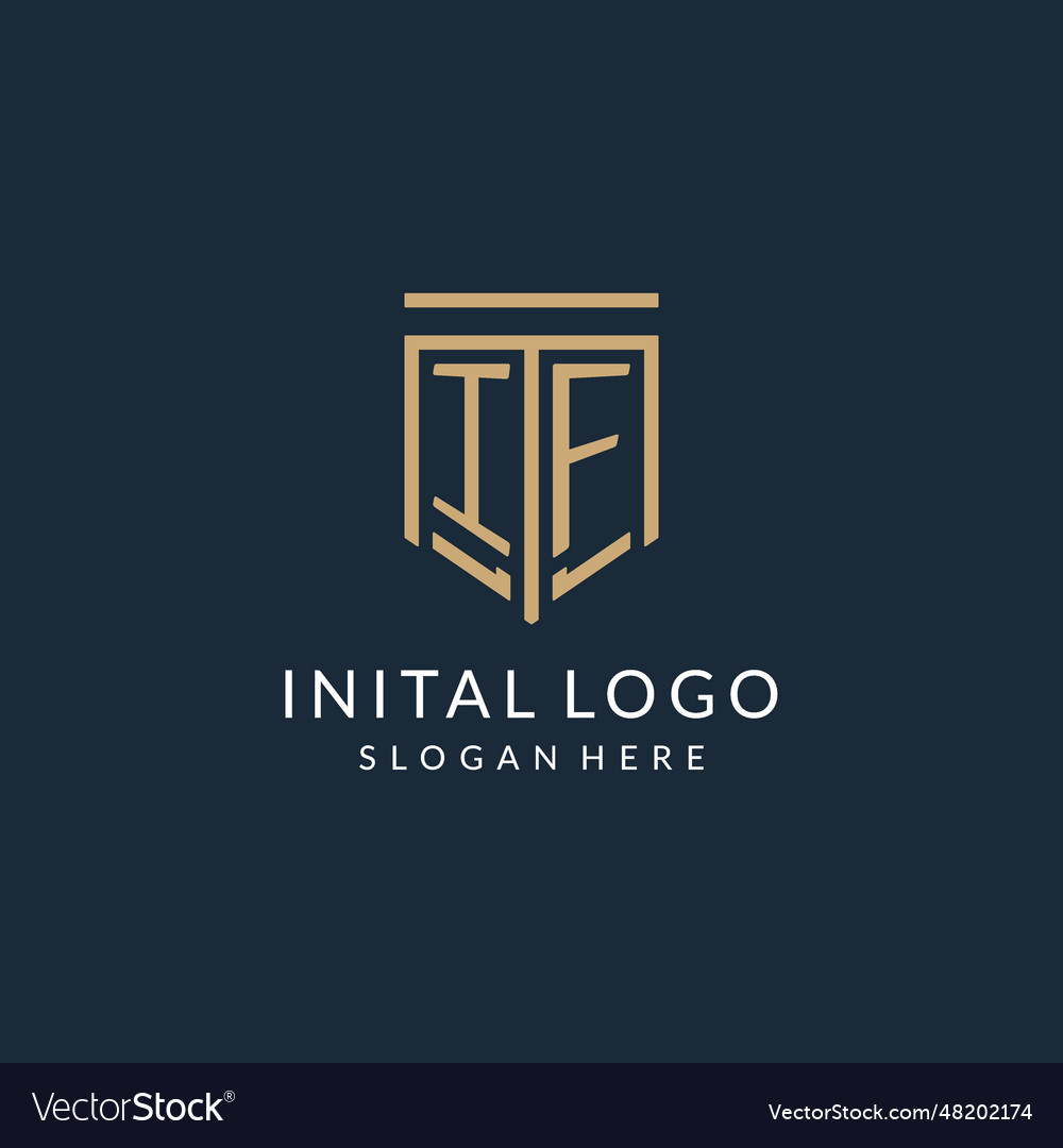 Initial if shield logo monoline style modern and Vector Image Initial if shield logo monoline style modern and Vector Image