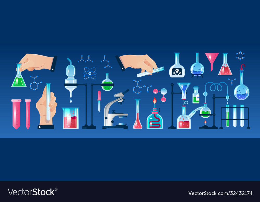 Laboratory flat set Royalty Free Vector Image - VectorStock