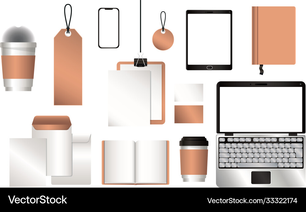Mockup laptop tablet smartphone and corporate Vector Image