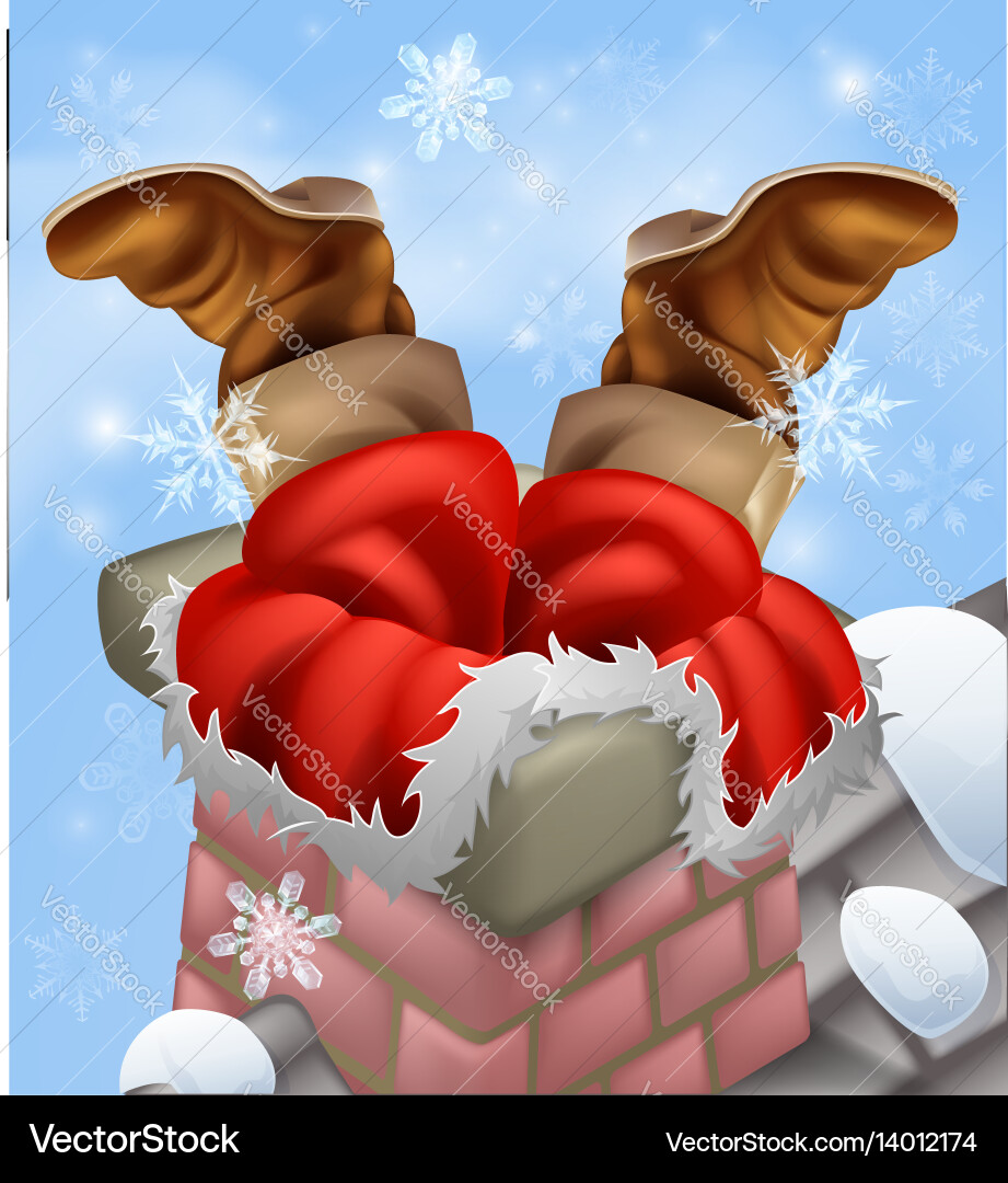 Santa stuck in a chimney Royalty Free Vector Image