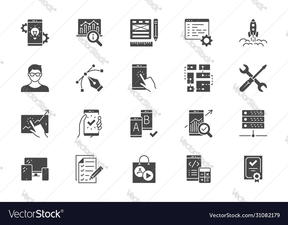Application development flat icons Royalty Free Vector Image