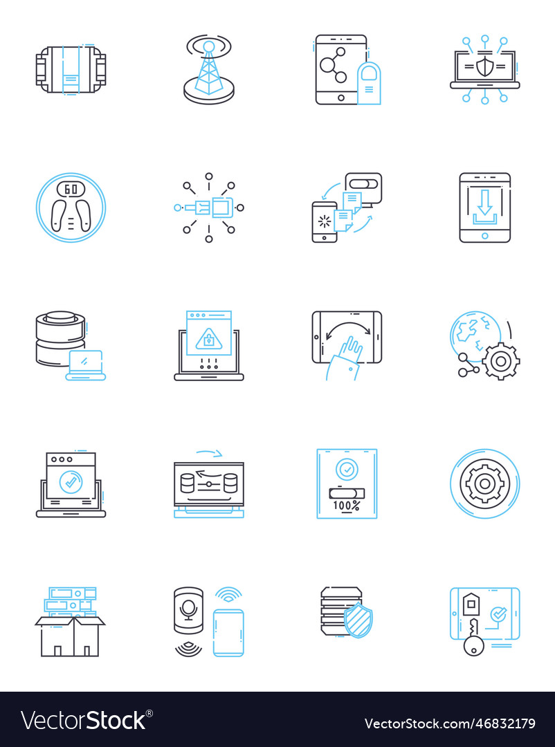 Cyber security linear icons set encryption Vector Image Cyber security linear icons set encryption Vector Image