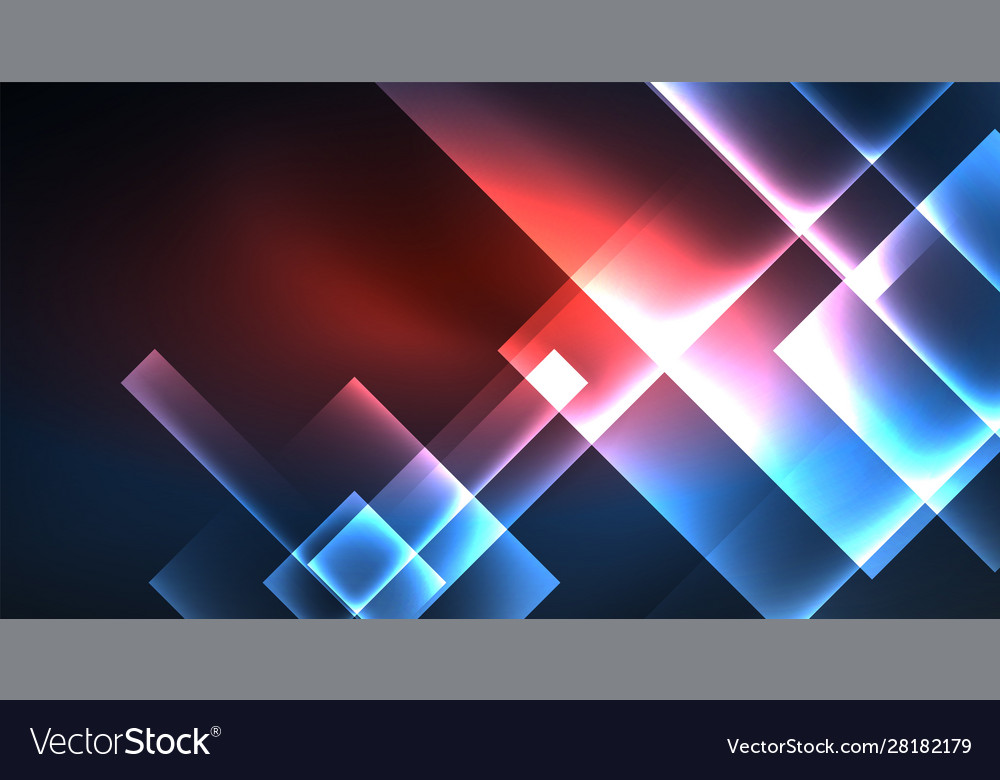 Neon glowing techno square rectangle lines blue Vector Image