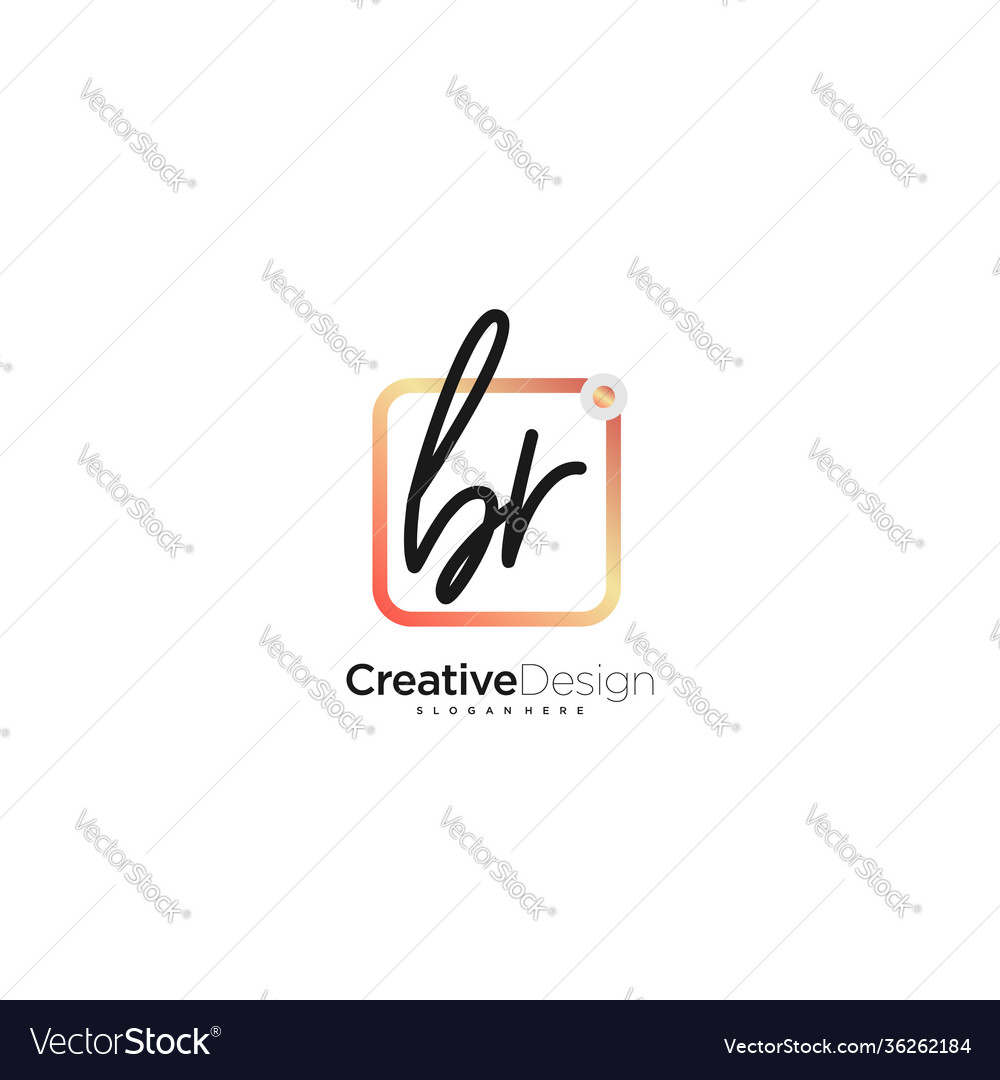 Br initial letter handwriting logo art hand drawn Vector Image