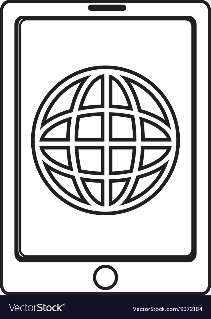 Electronic device with world map on the screen Vector Image