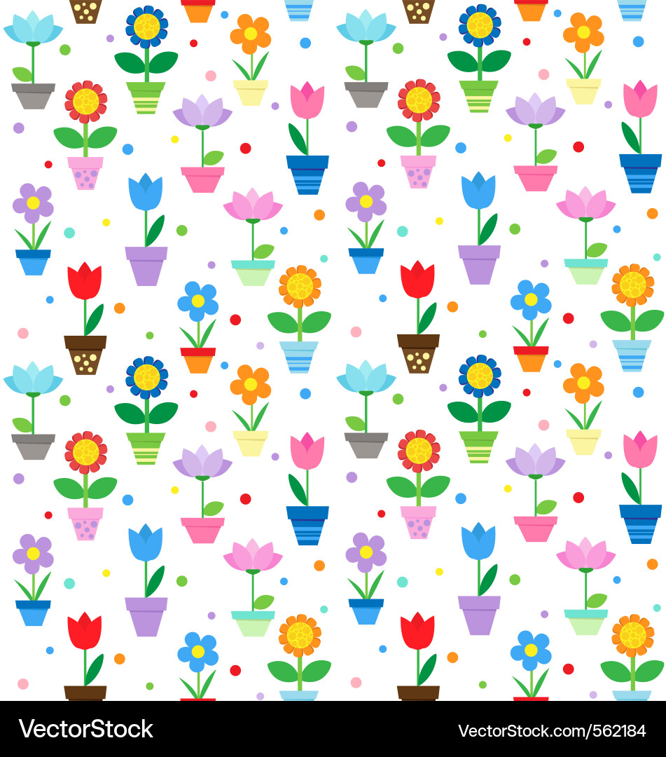 Flowers in pots pattern Royalty Free Vector Image
