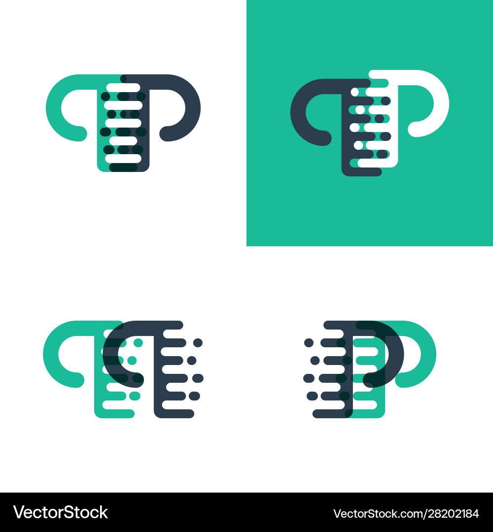 Pp letters logo with accent speed in green and Vector Image