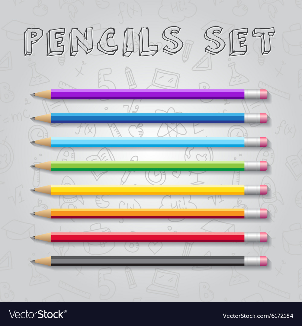 Rainbow colors pencils collection Royalty Free Vector Image
