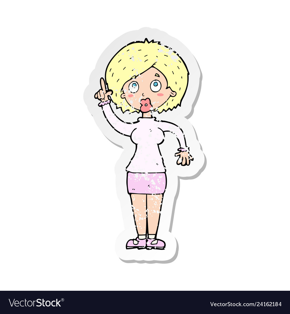 Retro distressed sticker a cartoon woman Vector Image