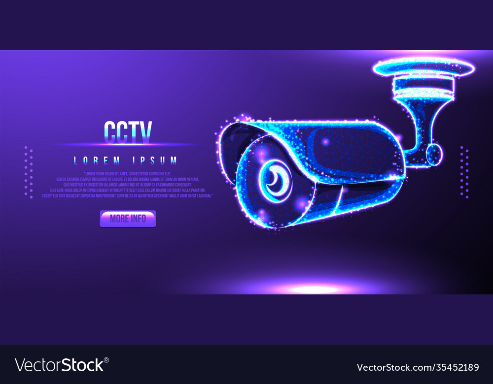 Cctv camera security low poly wireframe Royalty Free Vector