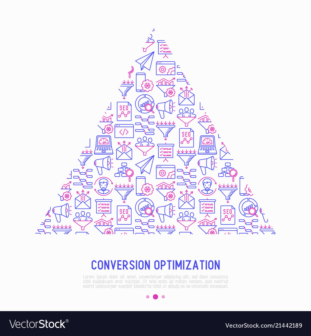 Conversion optimization concept in triangle Vector Image