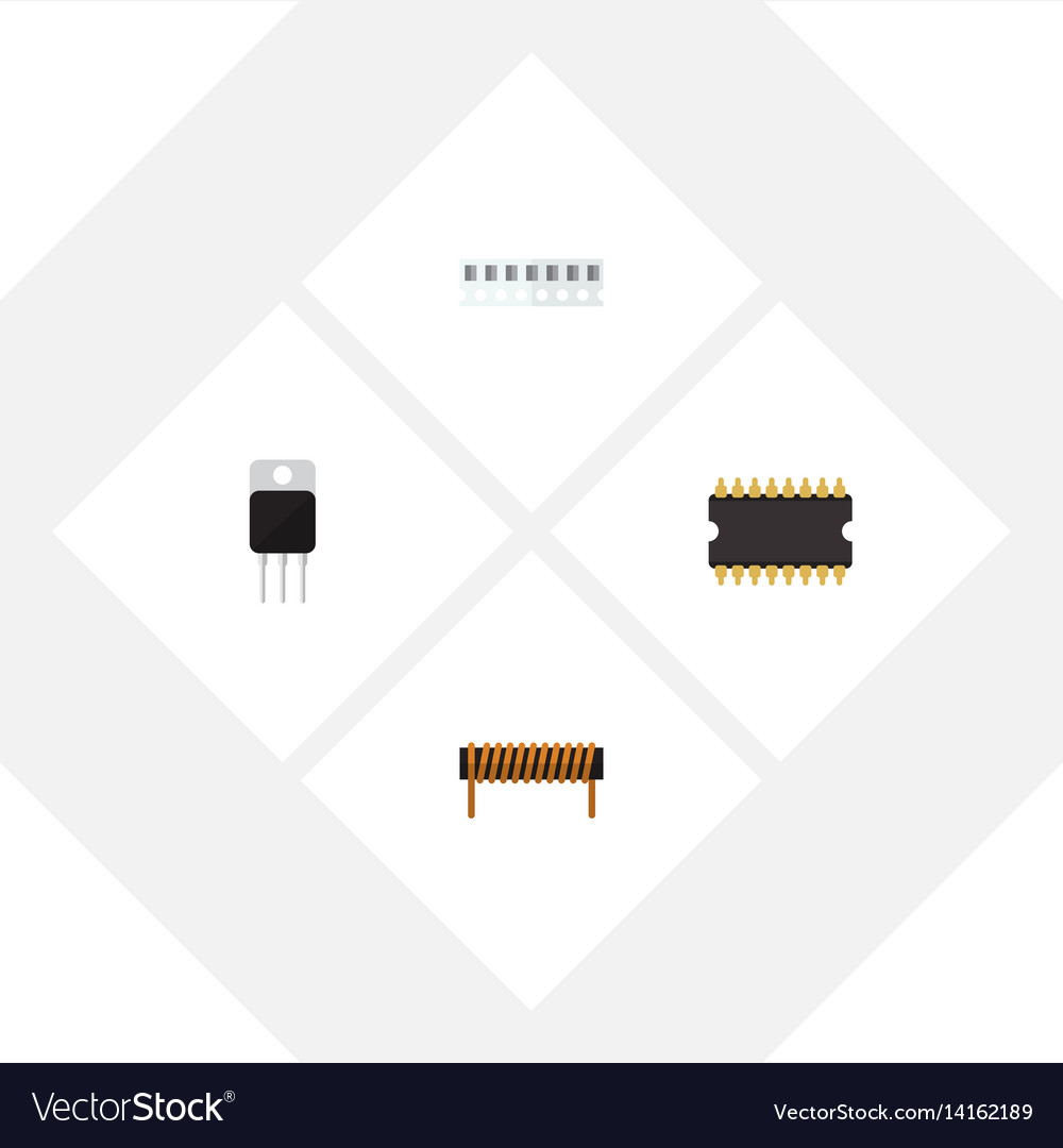 Flat device set of microprocessor memory bobbin Vector Image