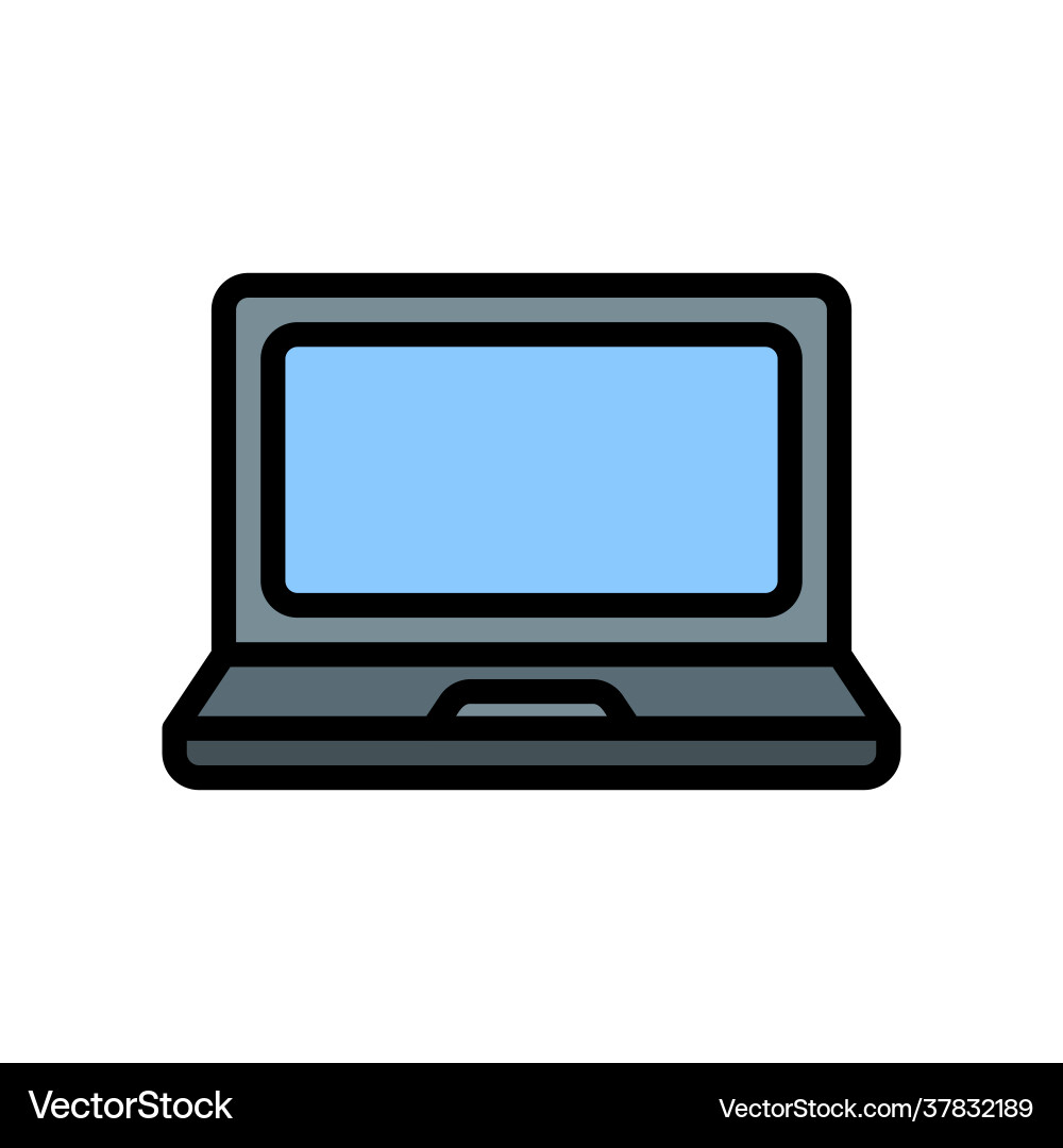 Laptop icon in filled line style about multimedia Vector Image