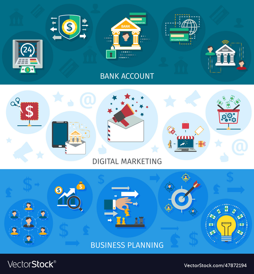 Banking marketing banners set banking marketing Vector Image