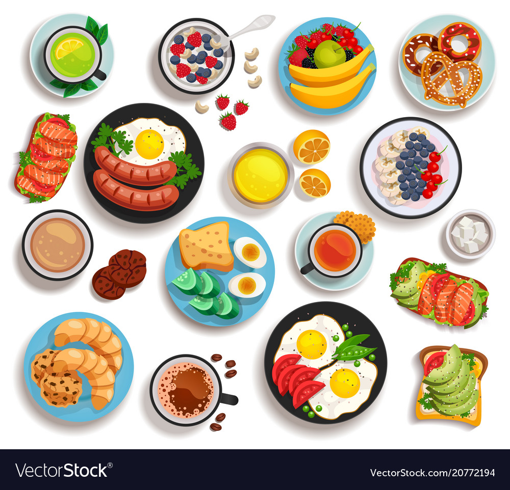 Breakfast isolated set Royalty Free Vector Image