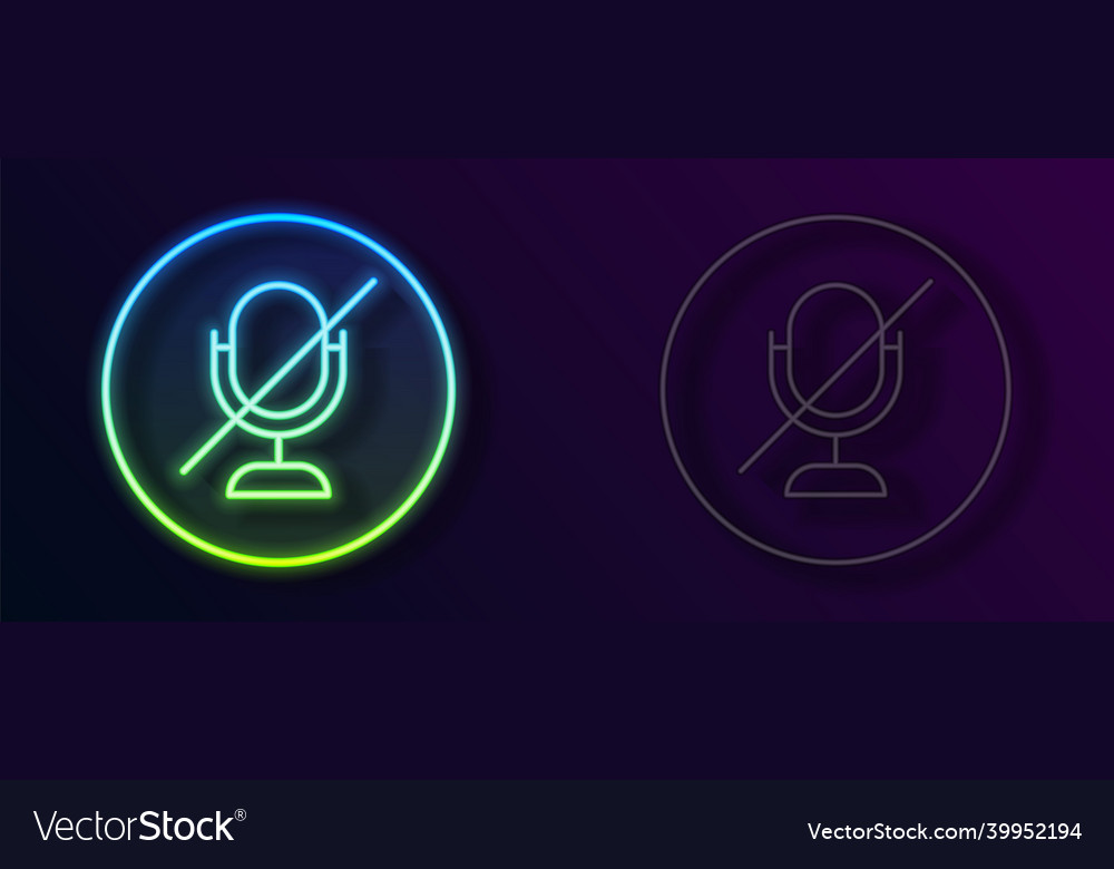 Glowing neon line mute microphone icon isolated Vector Image Glowing neon line mute microphone icon isolated Vector Image