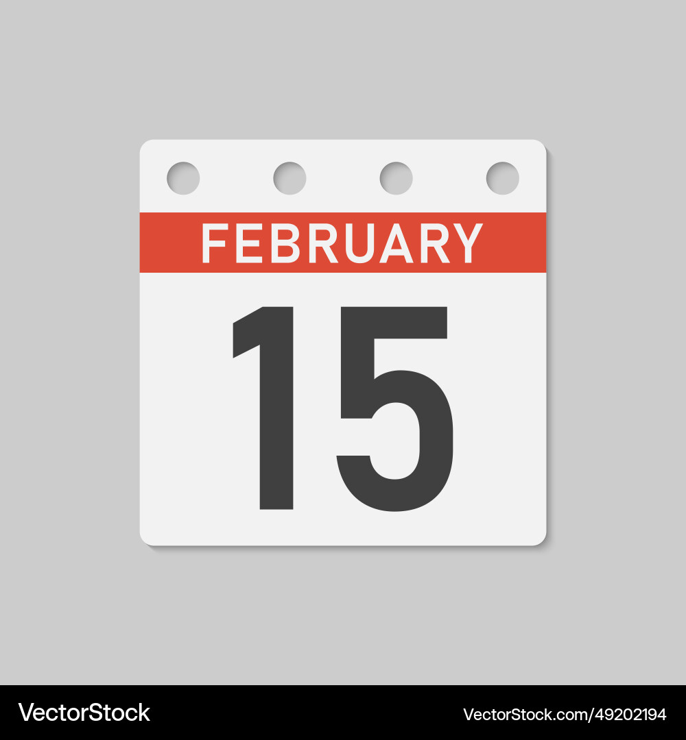 Icon page calendar day - 15 february Royalty Free Vector