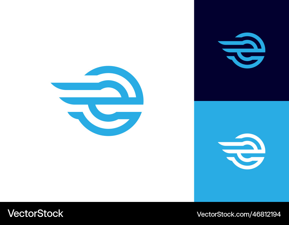 Modern logo initial letter e with wings element Vector Image
