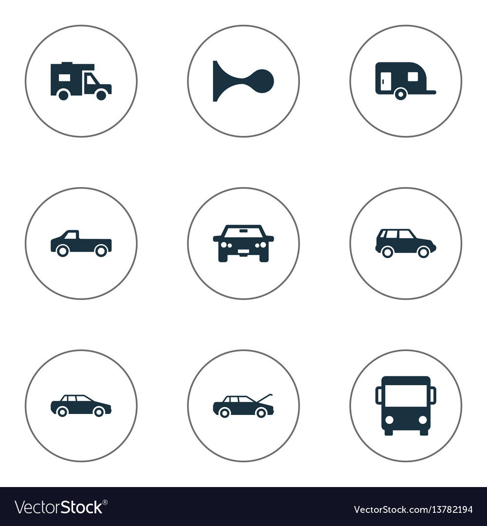 Set of simple automobile icons Royalty Free Vector Image