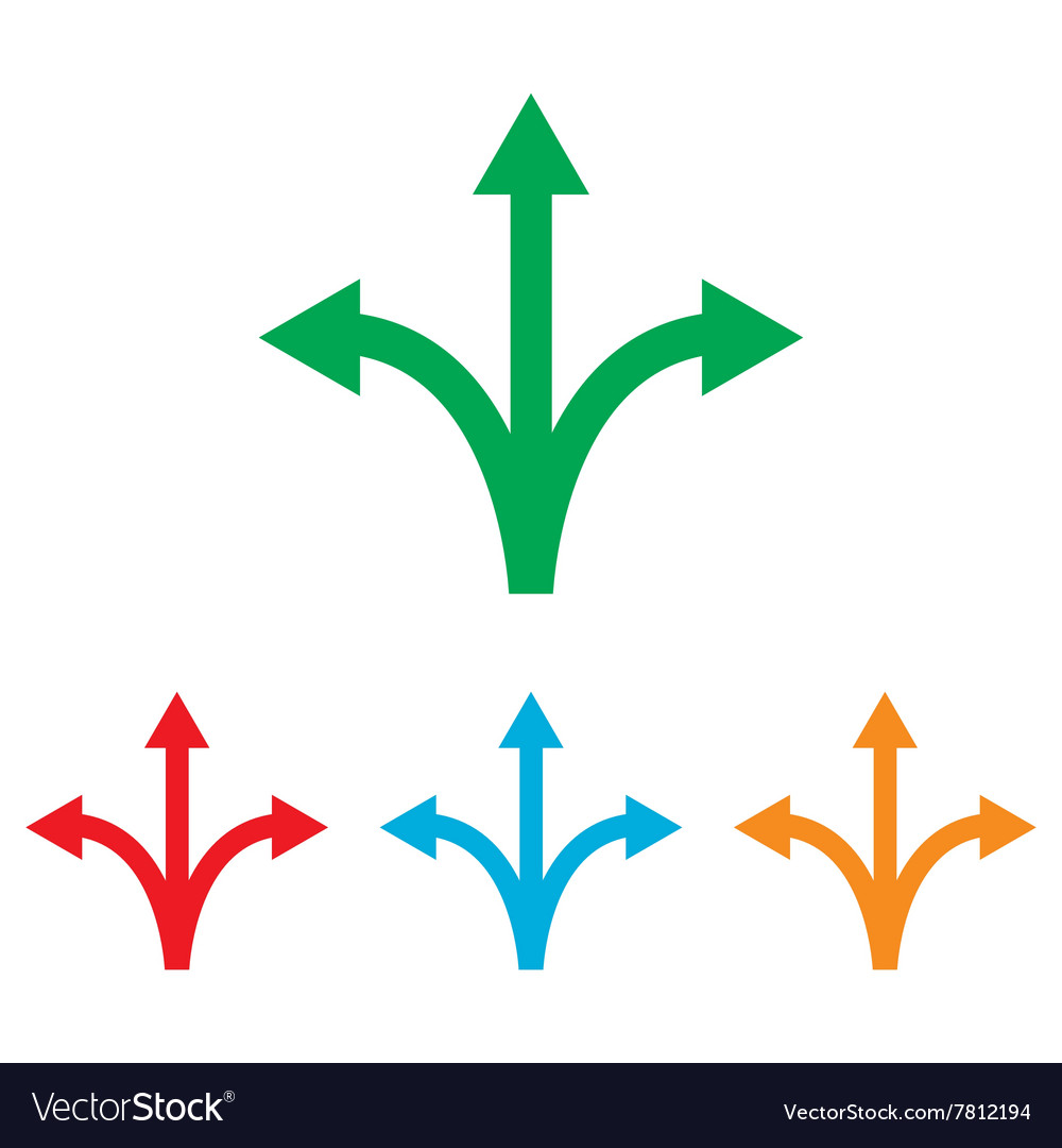 Three-way direction arrow sign Royalty Free Vector Image