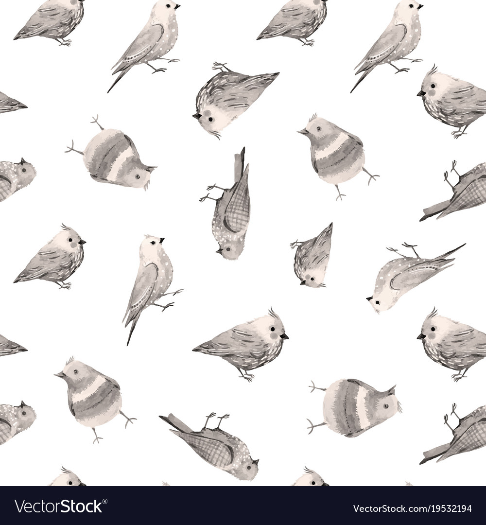 Watercolor bird pattern Royalty Free Vector Image