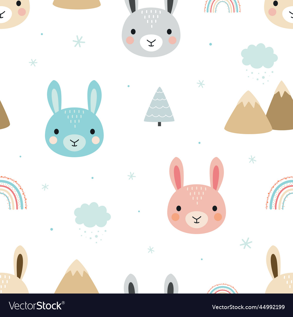 Cartoon seamless pattern of cute bunny design Vector Image