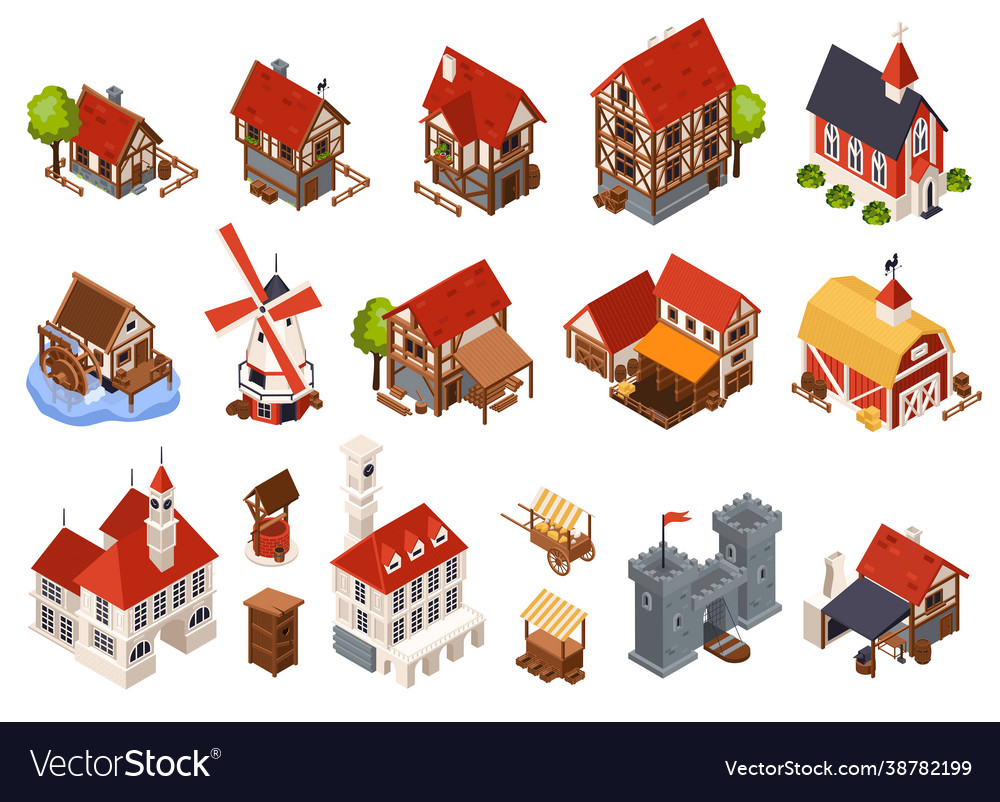 Medieval architecture set Royalty Free Vector Image