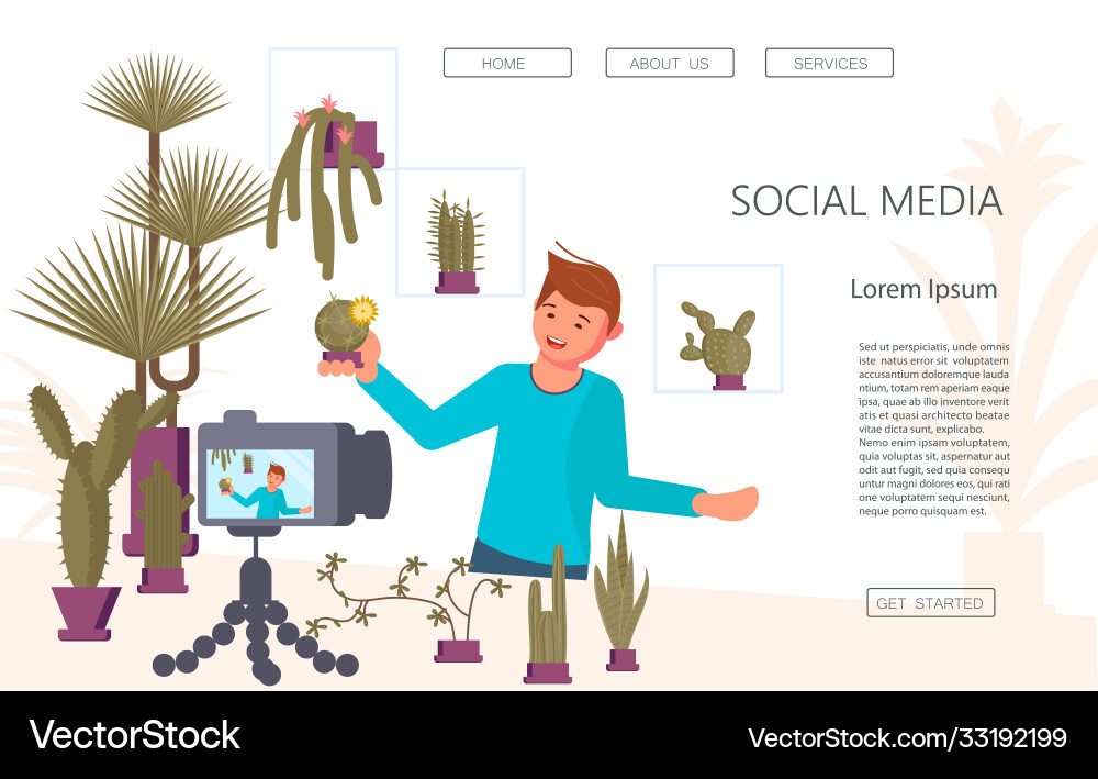 Webpage template vlogging Royalty Free Vector Image