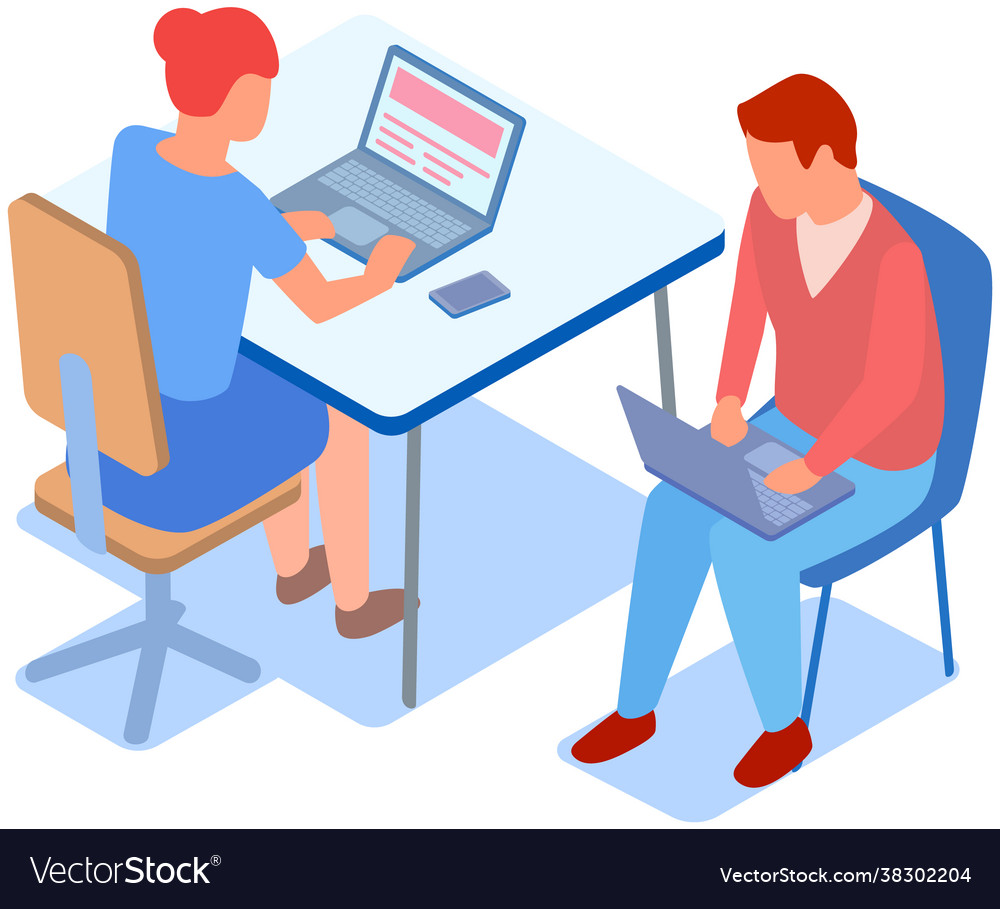 People using their laptops while working in office