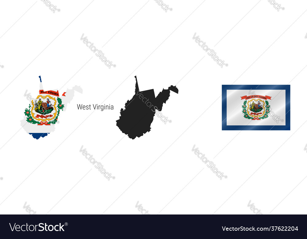 West virginia us state detailed flag map Vector Image