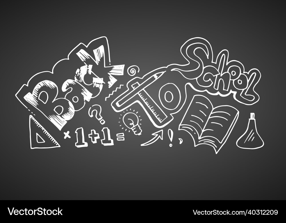 Back to school doodles in chalkboard background Vector Image