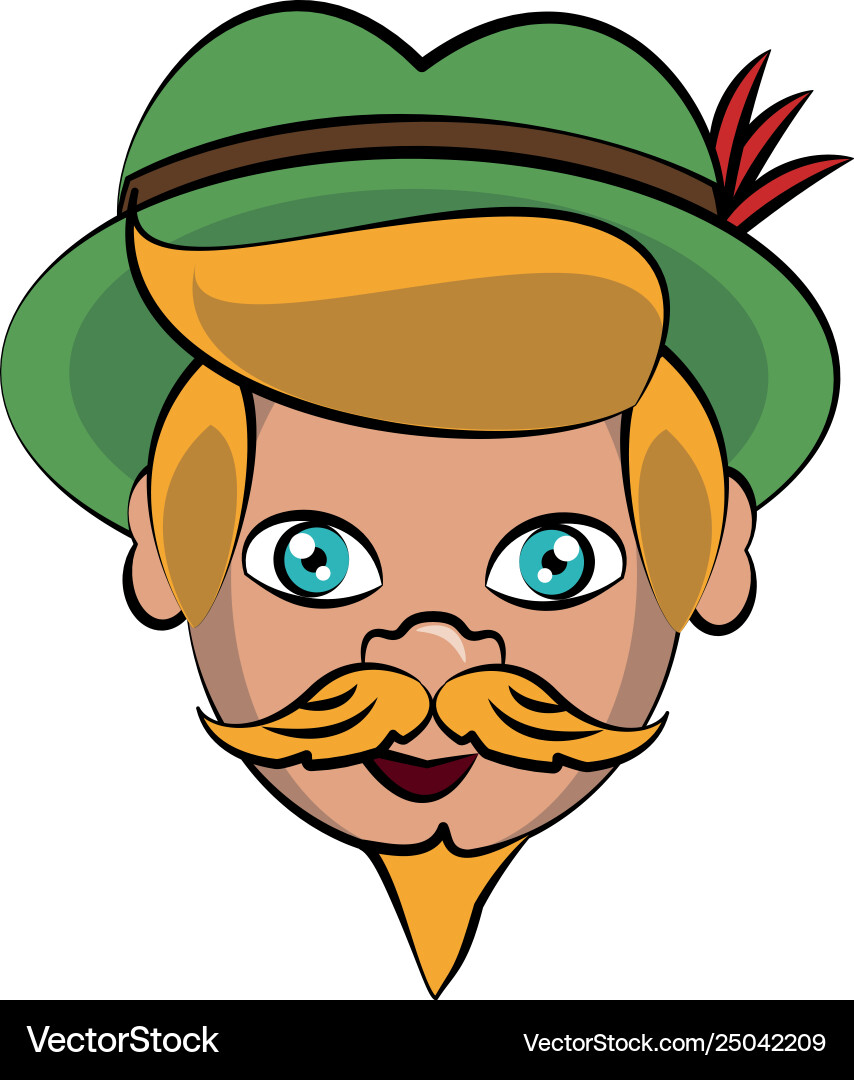 Bavarian man face cartoon Royalty Free Vector Image
