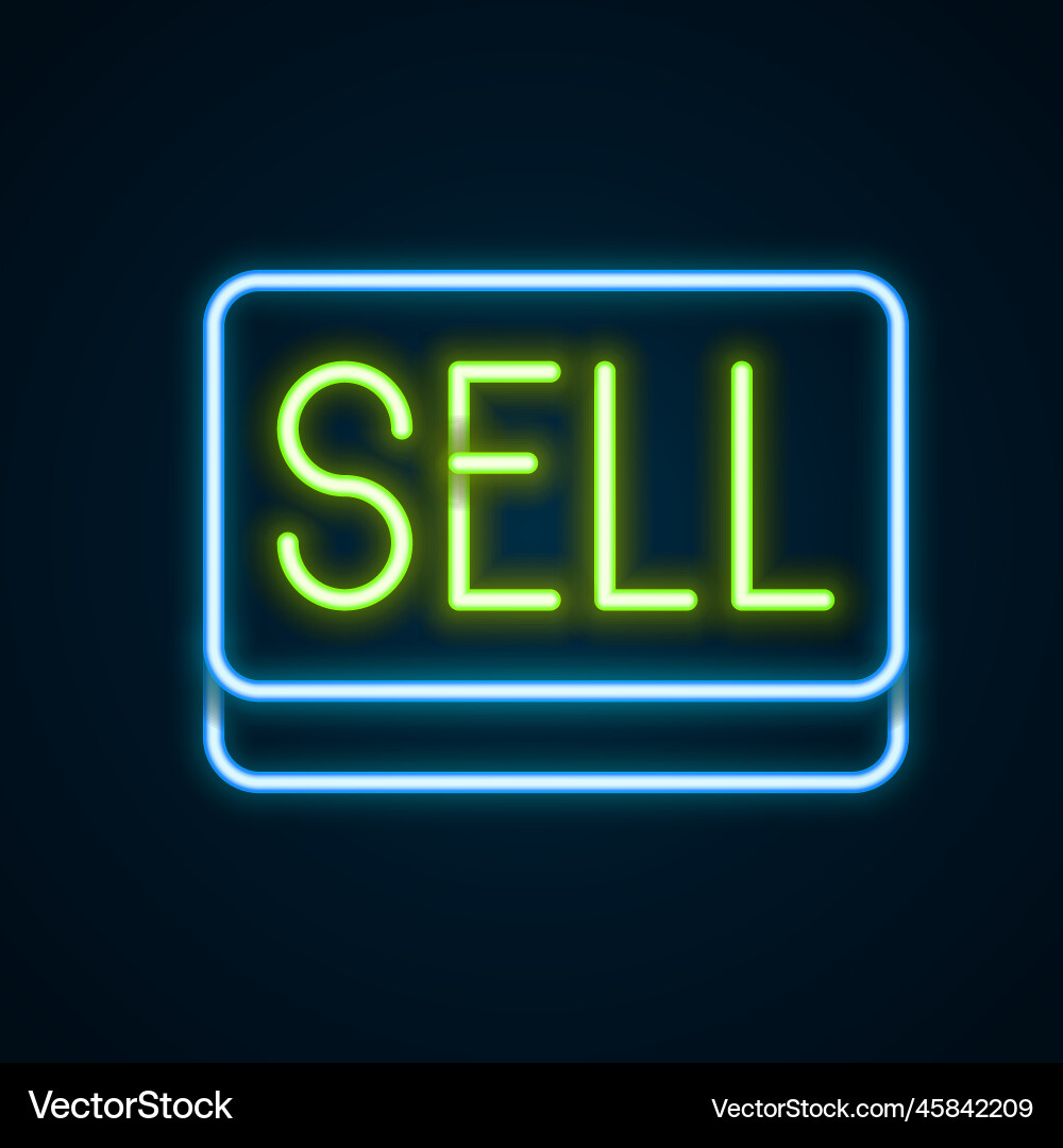 Glowing neon line sell button icon isolated Vector Image