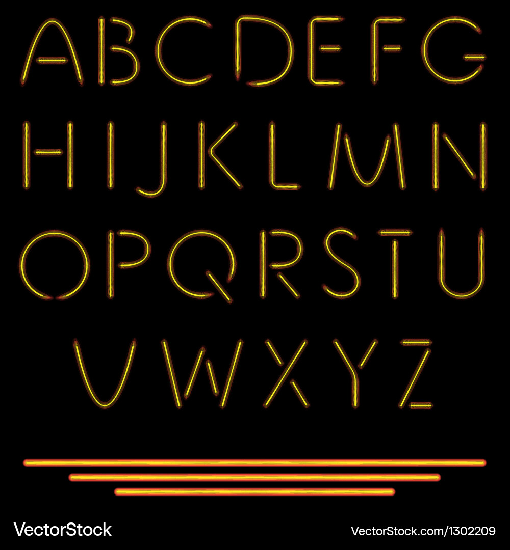 Realistic neon tube letters alphabet Royalty Free Vector