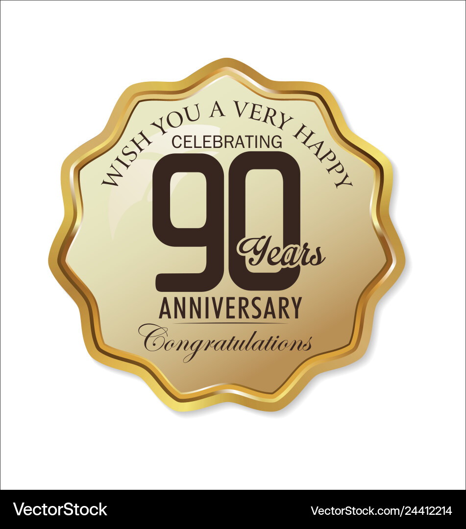 Anniversary retro label 90 years Royalty Free Vector Image