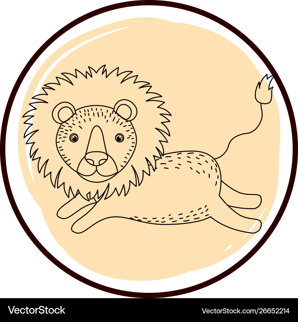 Cute and adorable lion with circular frame Vector Image