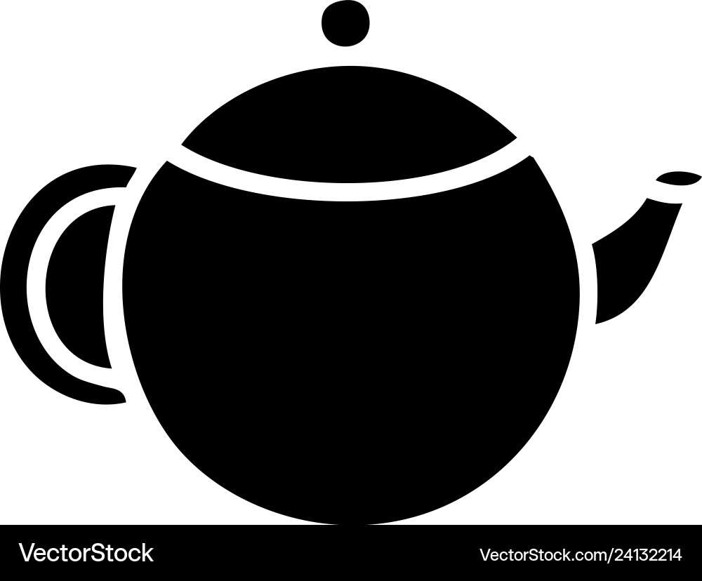Flat symbol red tea pot Royalty Free Vector Image