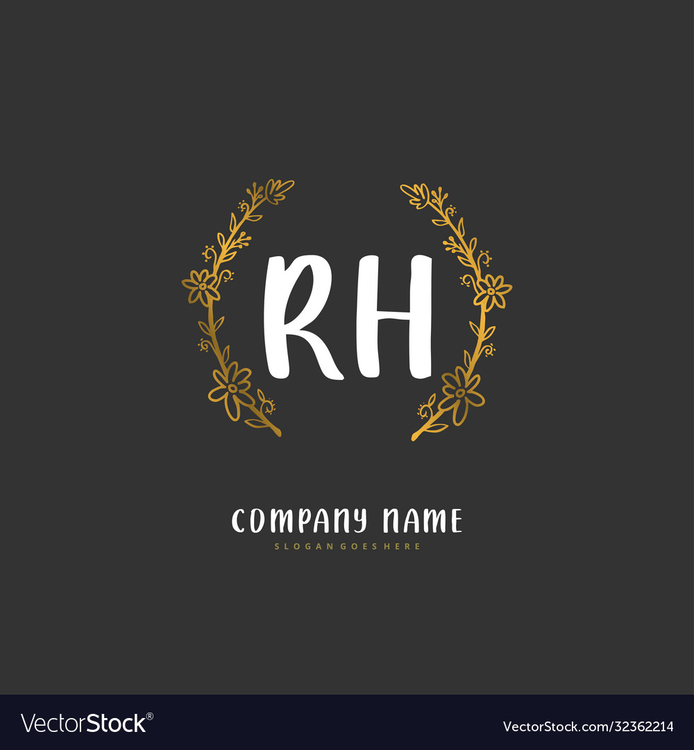 R h rh initial handwriting and signature logo Vector Image