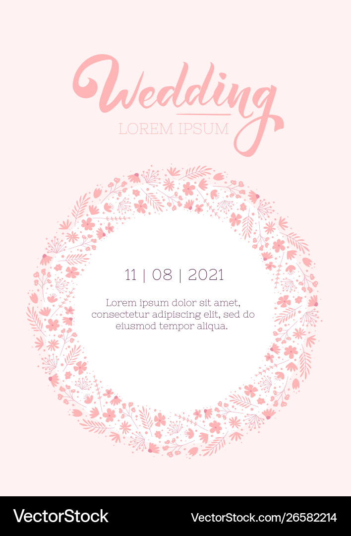 Wedding invitation cute design template floral Vector Image