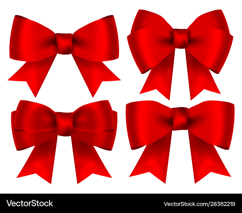 Collection red shiny bows for design isolated Vector Image