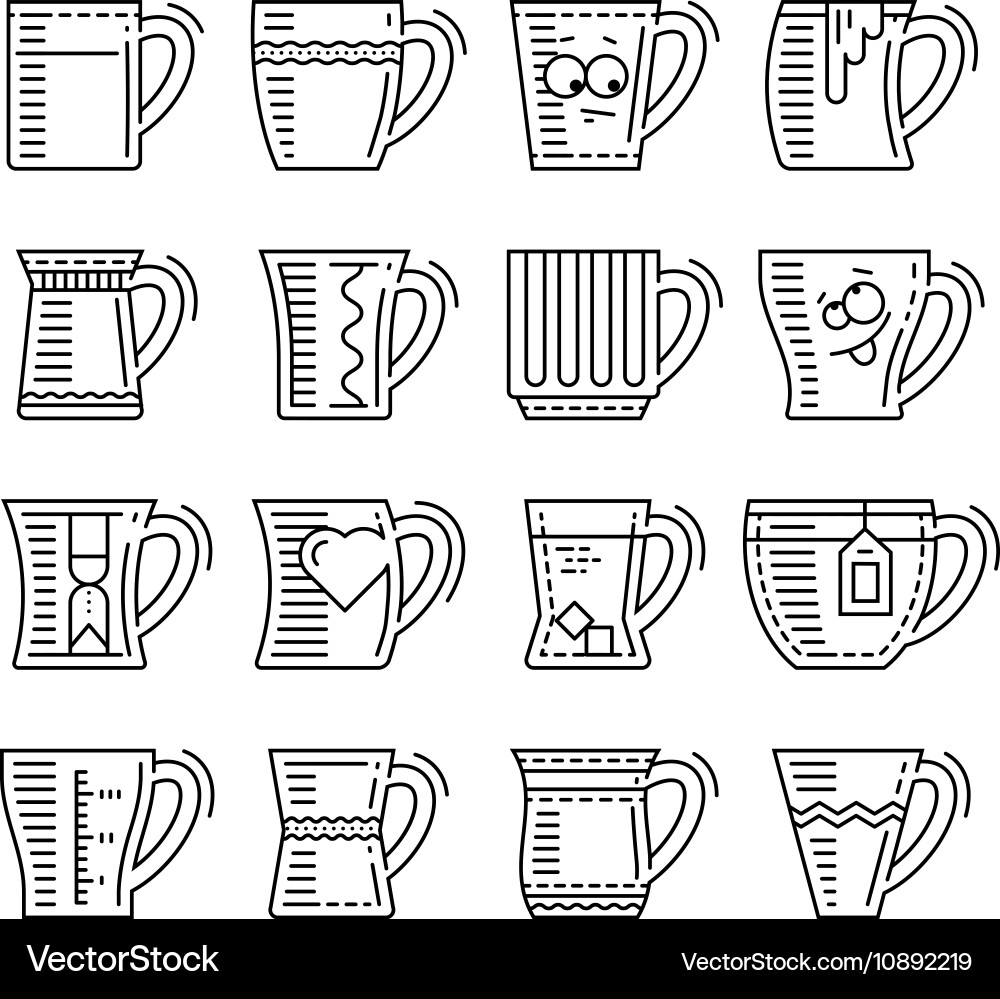 Icons set of different cups Royalty Free Vector Image