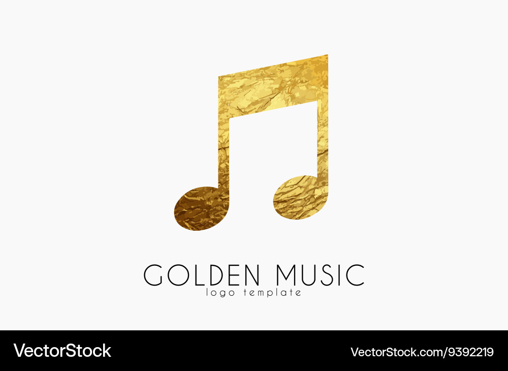 Music note golden logo design Royalty Free Vector Image