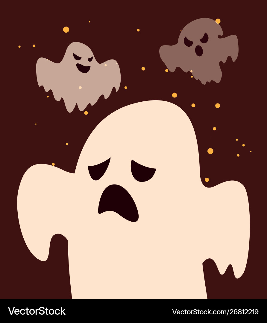 Set halloween ghosts with faces worried Royalty Free Vector