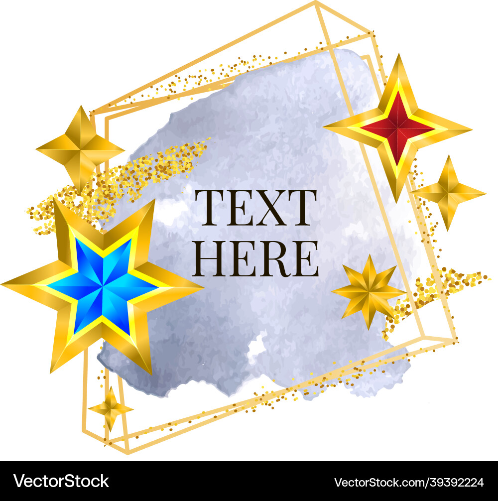 Gold frame paint hand painted brush stroke Vector Image