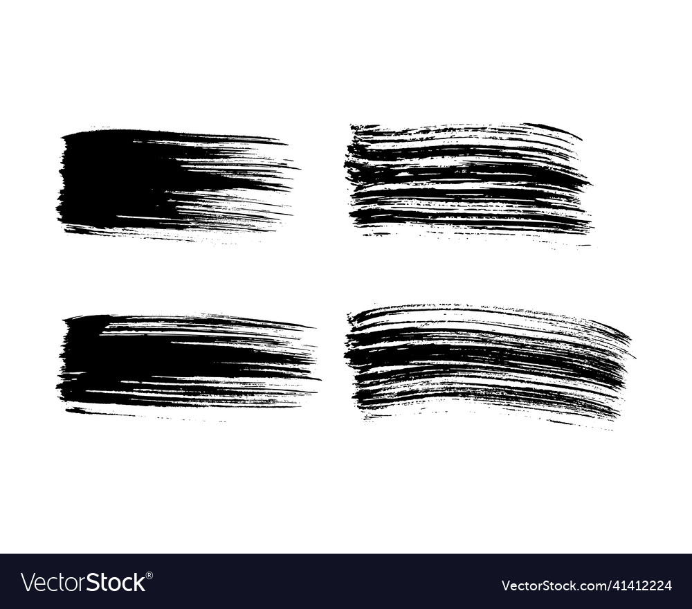 Set of black hand drawn brush strokes Royalty Free Vector