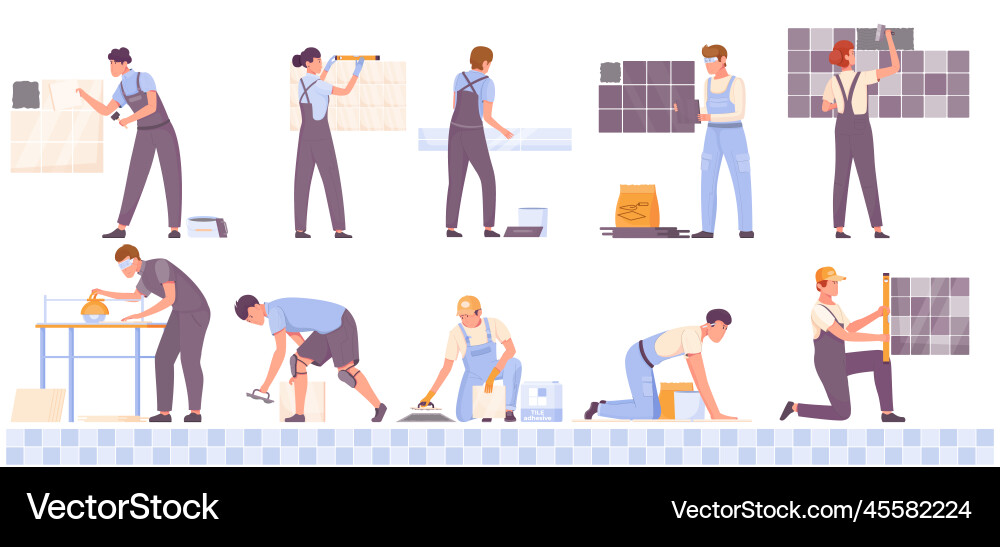 Tiling work set Royalty Free Vector Image - VectorStock