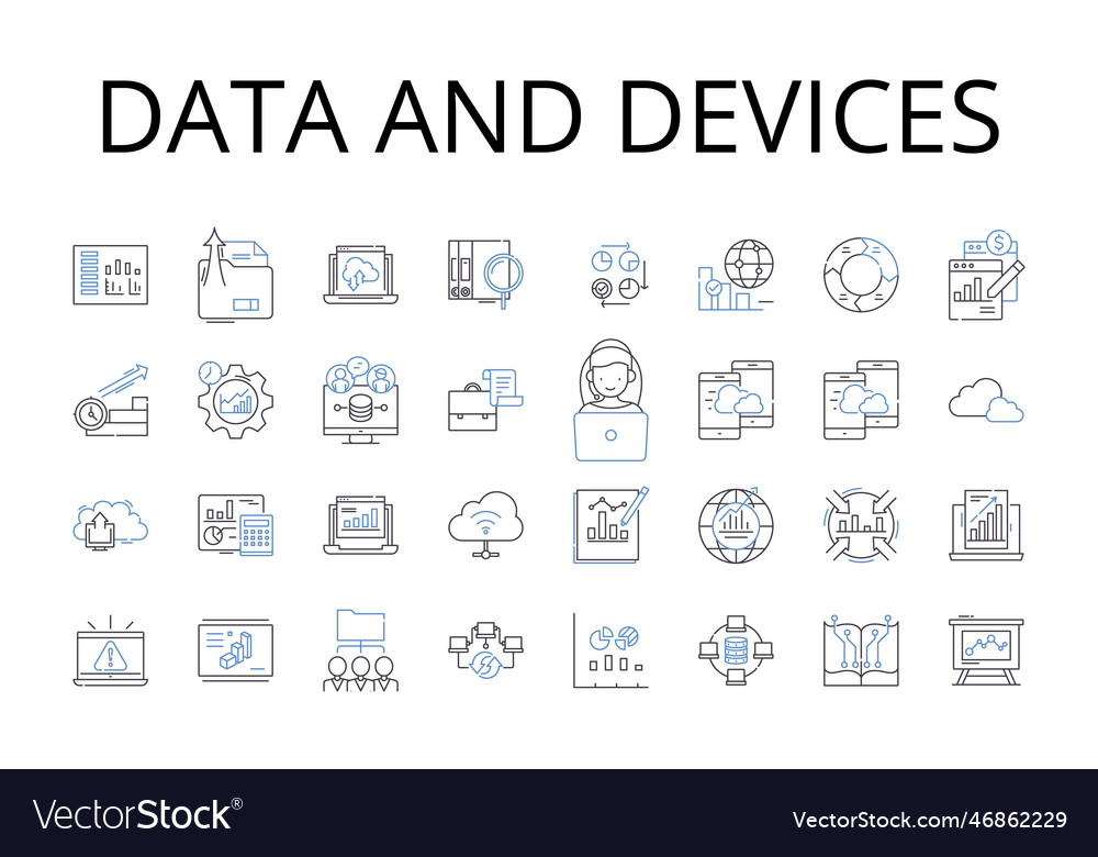 Data and devices line icons collection Royalty Free Vector Data and devices line icons collection Royalty Free Vector