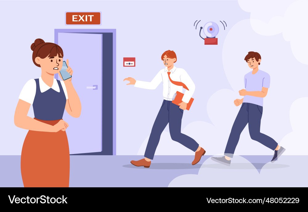 People run from fire concept Royalty Free Vector Image